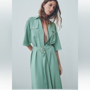 Zara | Dresses | Zara Gold Button Shirt Dress | Poshmark
